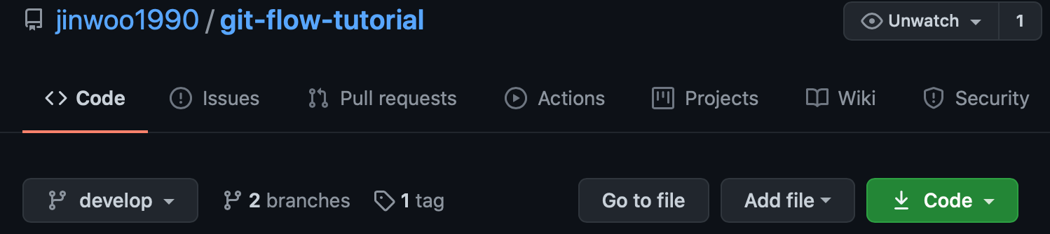 Git Flow - 2. 샘플 프로젝트를 통한 사용법 예시 (How to/Tutorial) - Dev Blog by Jin